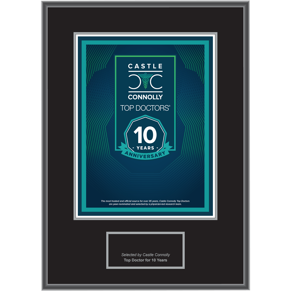10 Year Anniversary - Top Doctors - Plaque – Castle Connolly - Top Doctors