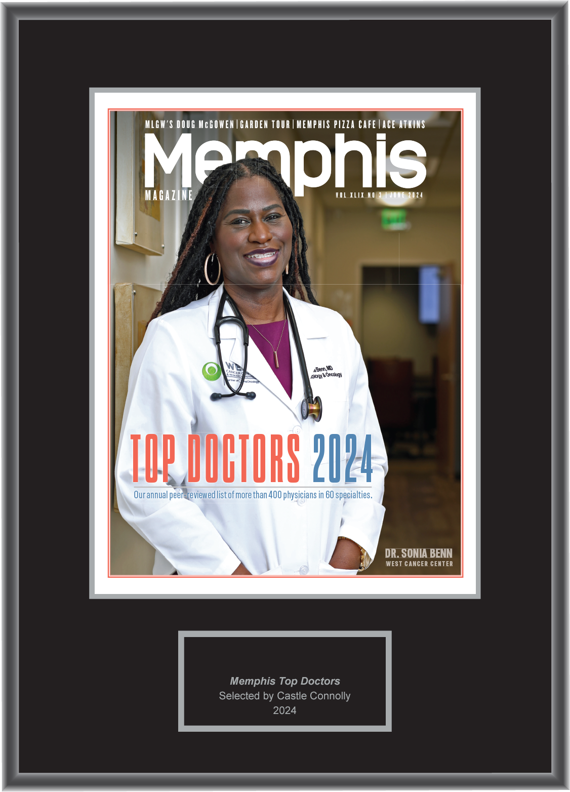 2024 Regional - Memphis Magazine - Plaque – Castle Connolly - Top Doctors